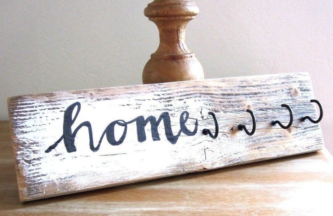 HOME Rustic Key Holder for Wall, Key Rack, Home Sign, Farmhouse Rustic ...