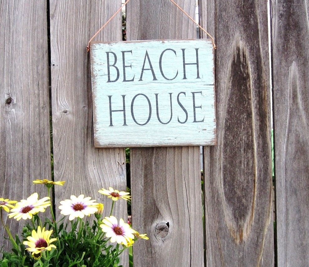Rustic Beach Decor, Distressed Beach House Sign, Beach House Decor ...