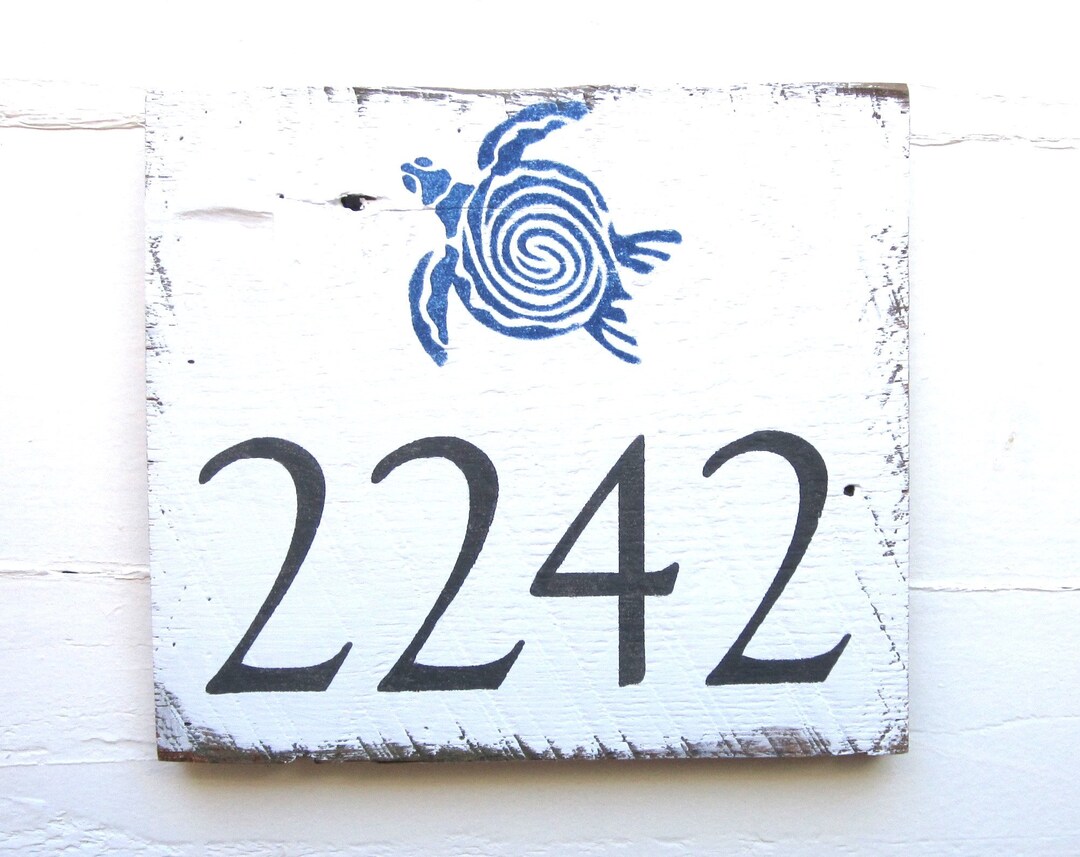 Sea Turtle Address Sign, Address Plaque Coastal, House Number Sign ...