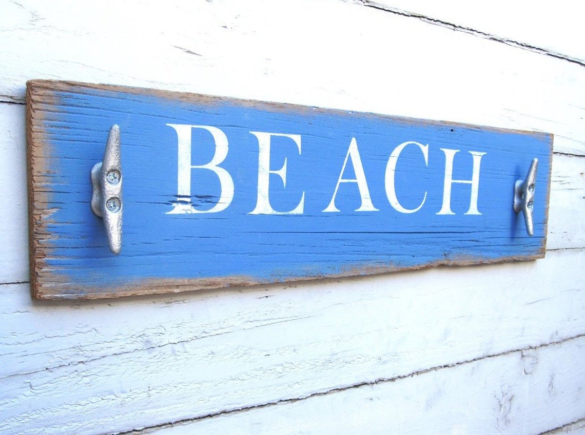 Beach Towel Rack Rustic Beach Sign Coastal Decor Nautical | Etsy