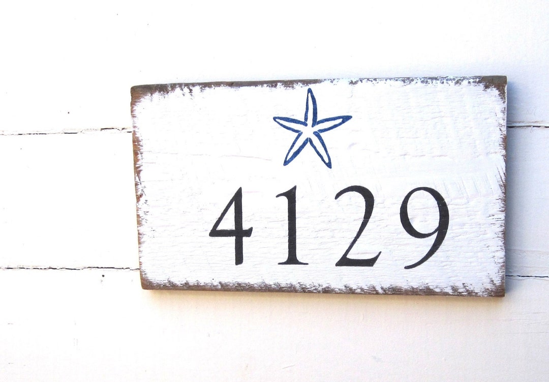 House Numbers Beach House, Coastal Decor, Starfish Address Sign, Beach ...