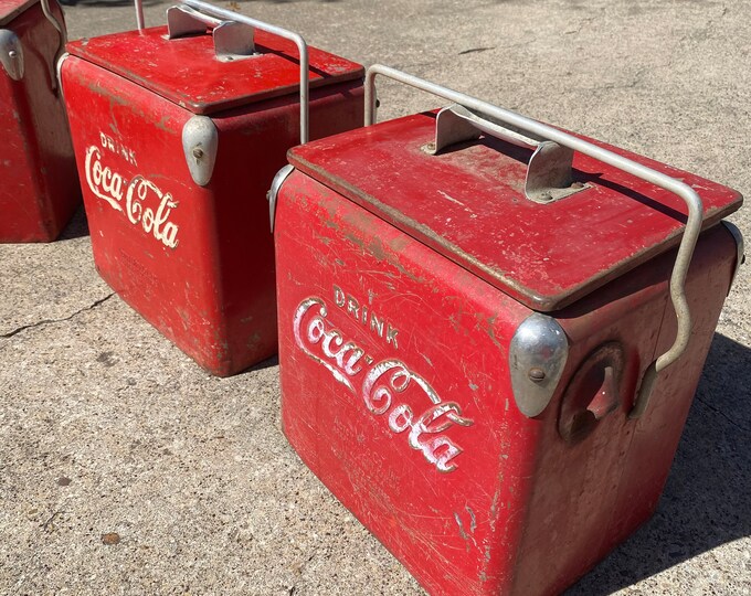 Coca Cola Red Metal Cooler,metal Cooler,ice Box,vintage Picnic,beer ...