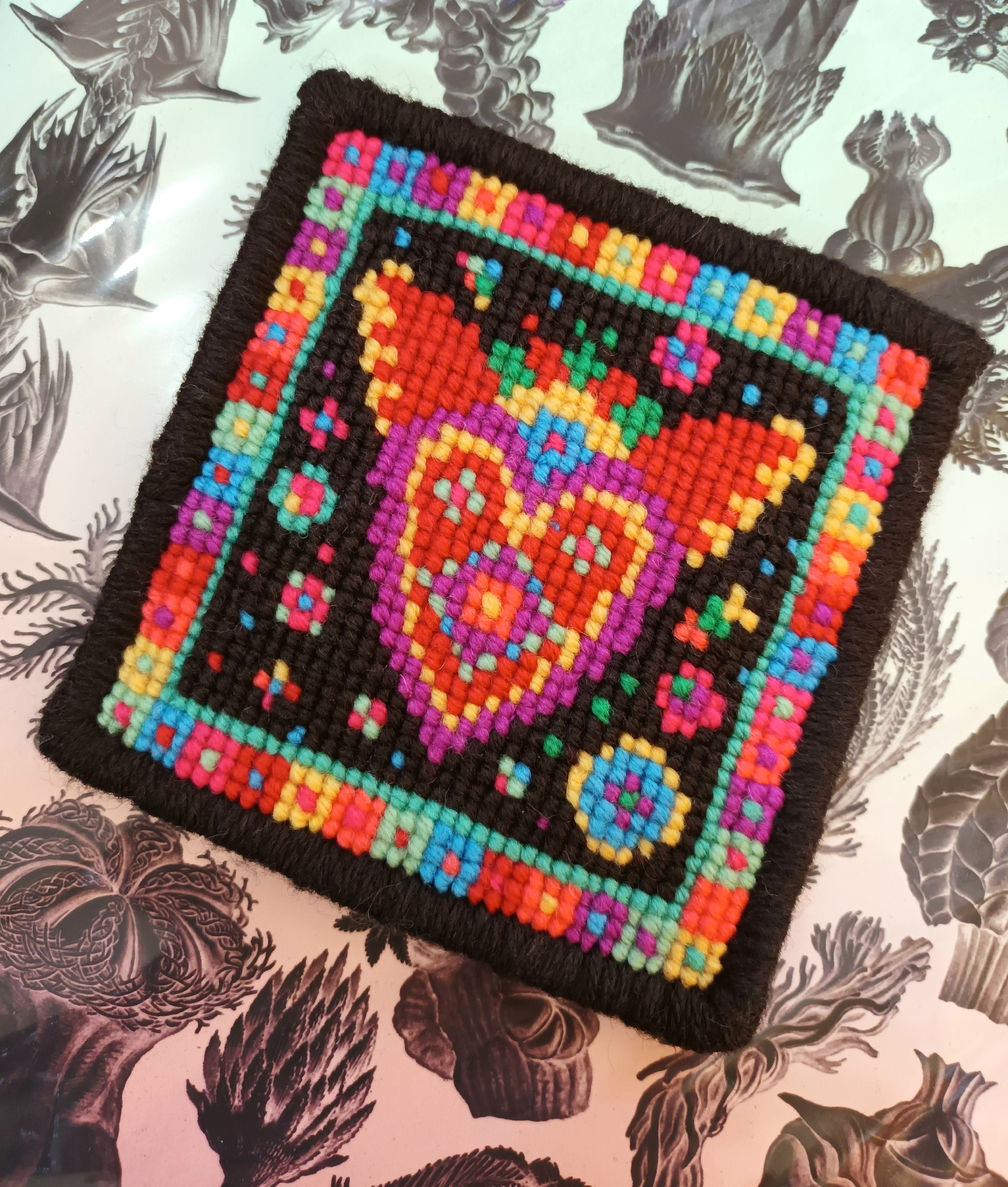 Flaming Heart, Mexican, Folk Art, Printed Fabric Panel, Velvet Touch ...