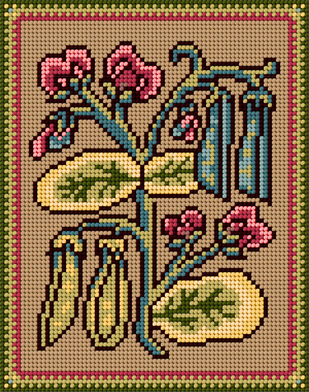 Sweet Peas, Petit Point, Kit, Needlepoint, Cushion, Picture, Historical ...