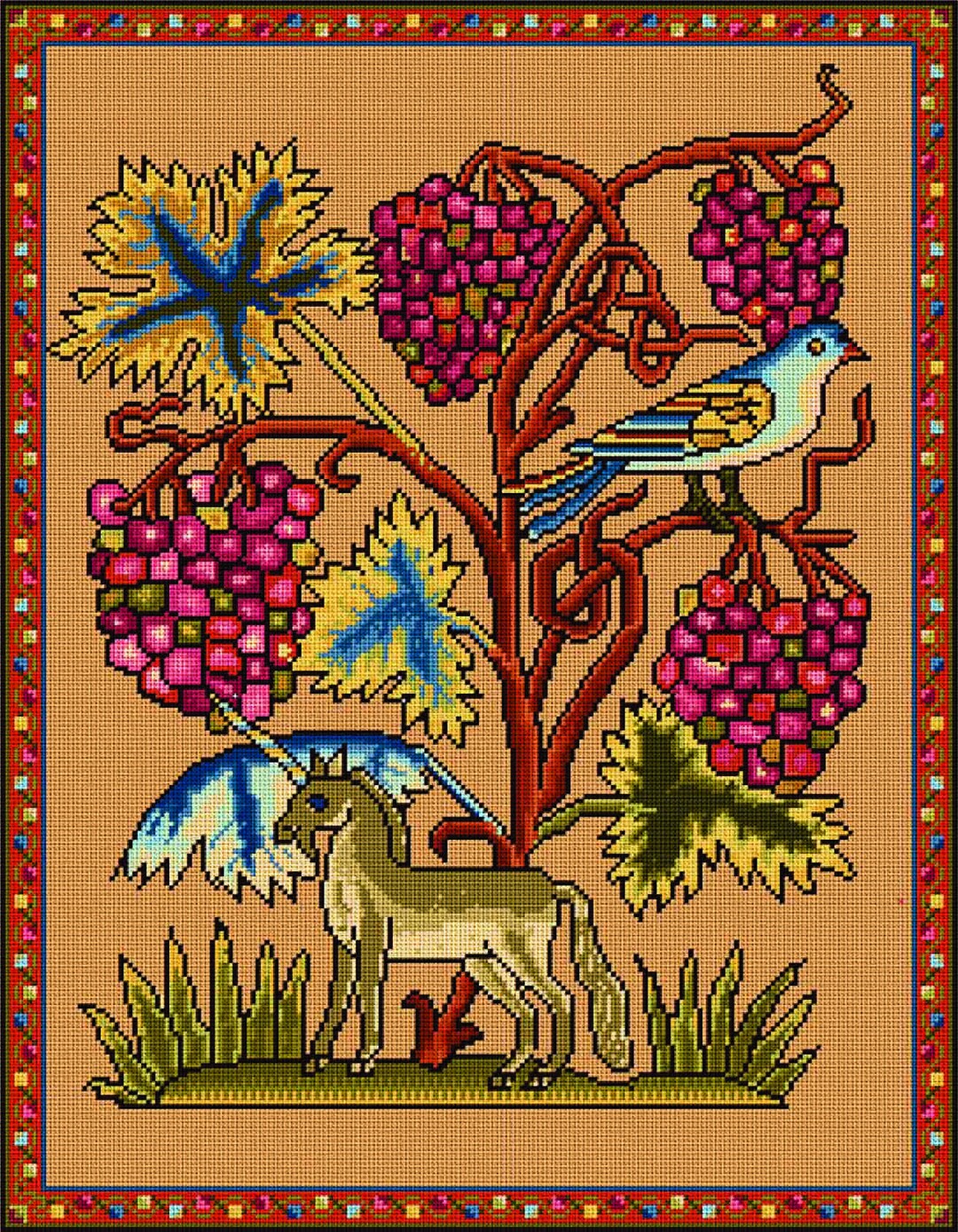 Unicorn and Vine, PDF DIGITAL DOWNLOAD, Tapestry, Rug Making ...