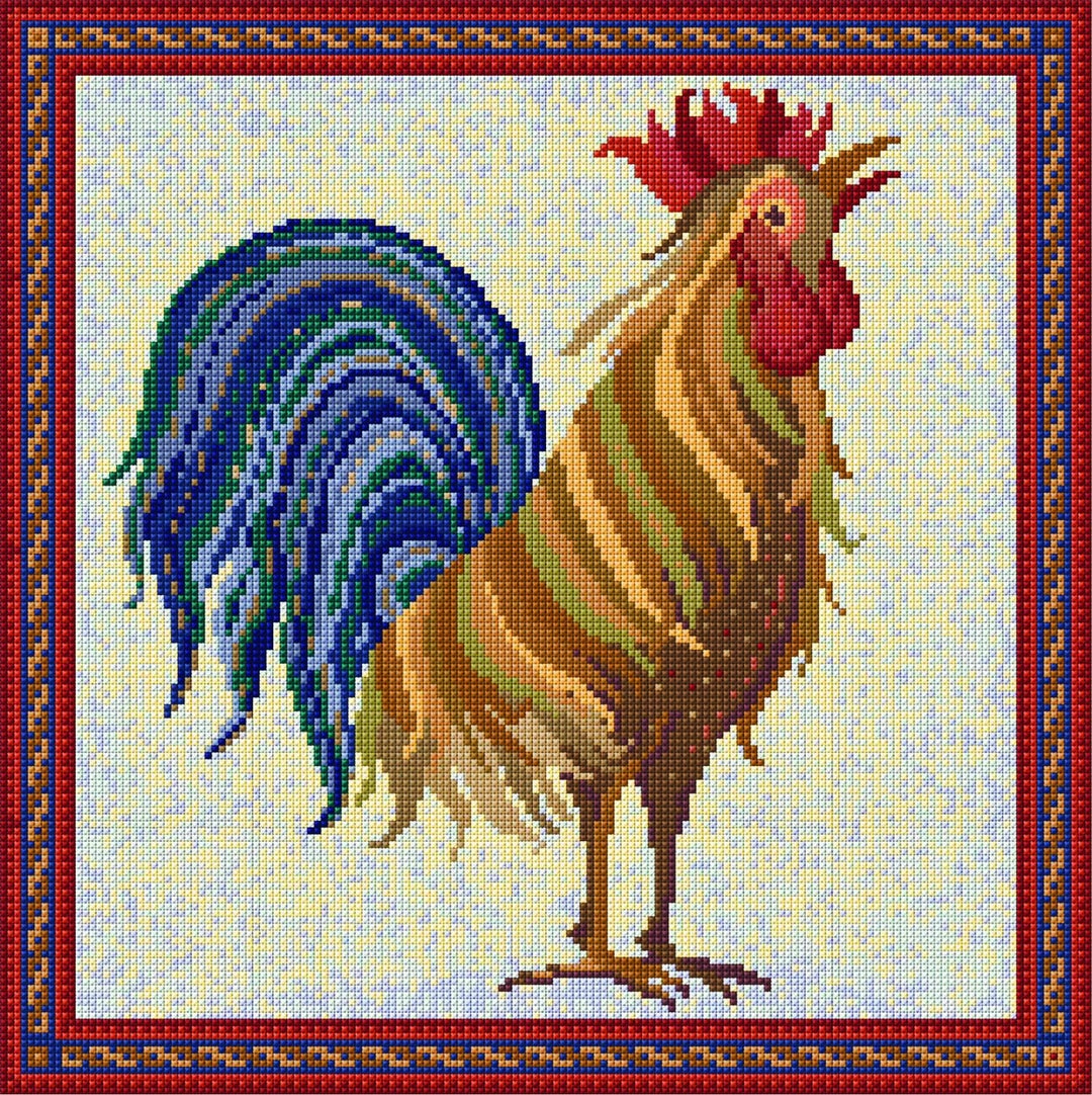 Cockerel, Digital PDF, Pattern, Chart, Burrell, Cushion, Pillow ...