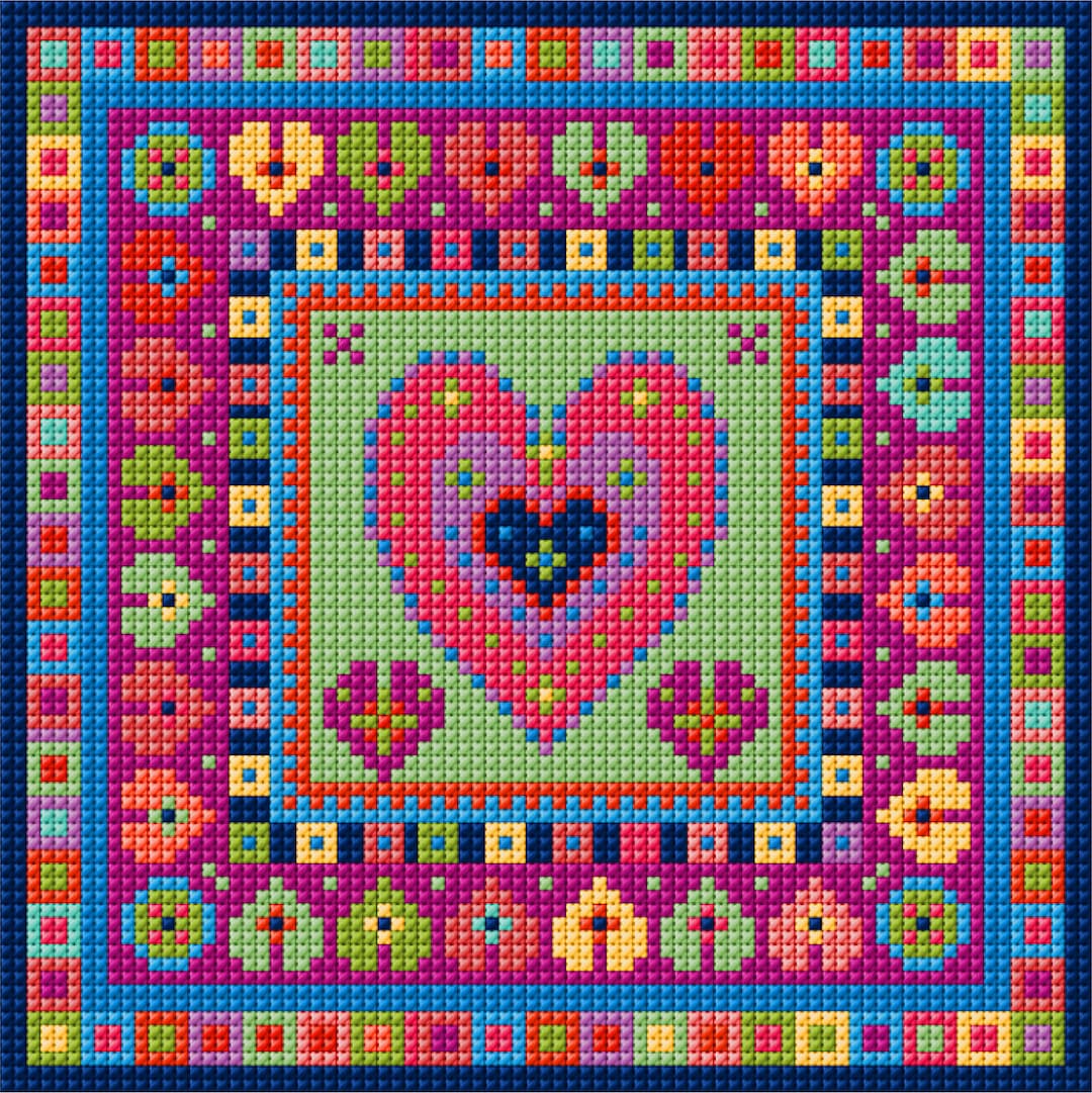 Heart Tile, PDF DIGITAL DOWNLOAD, Pattern Chart, Tapestry, Needlepoint ...