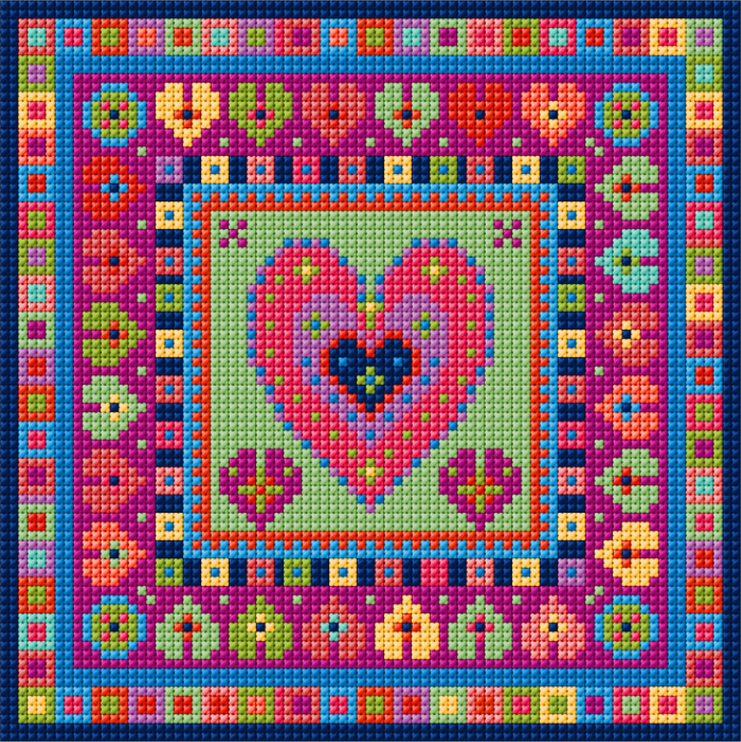 Heart Tile, PDF DIGITAL DOWNLOAD, Pattern Chart, Tapestry, Needlepoint ...