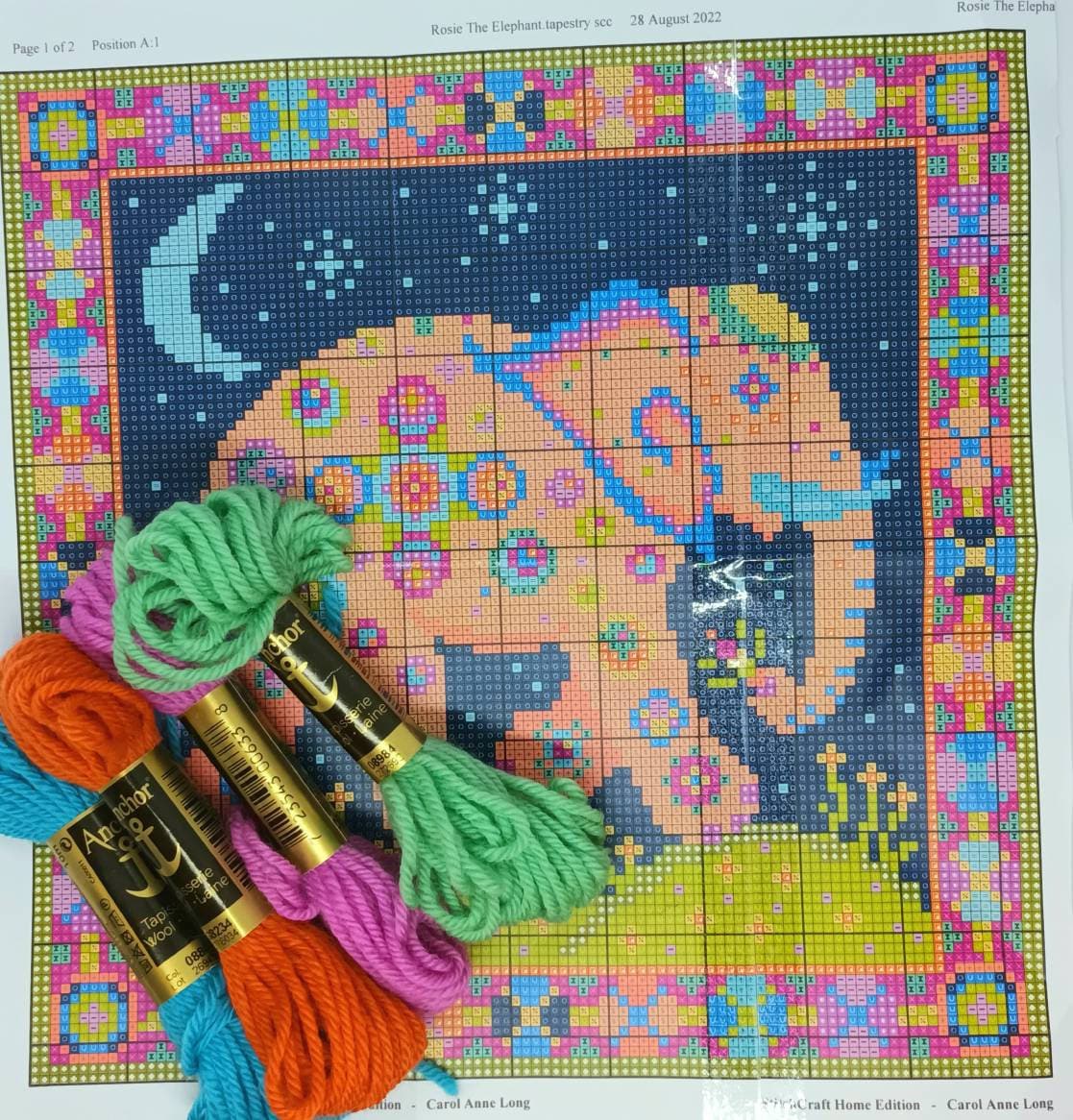 Tapestry Kit - Elephant Moon, Needlepoint, Counted Cross Stitch ...