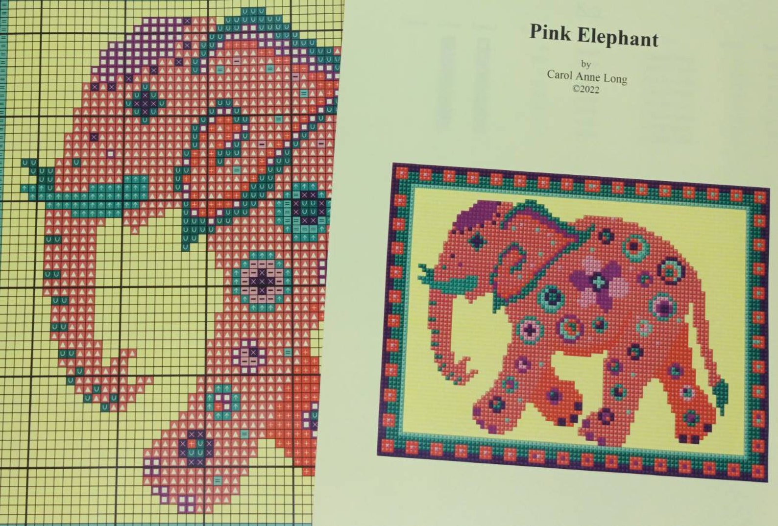 Pink, Elephant, Pattern, Counted Cross Stitch, PDF Design, Digital ...