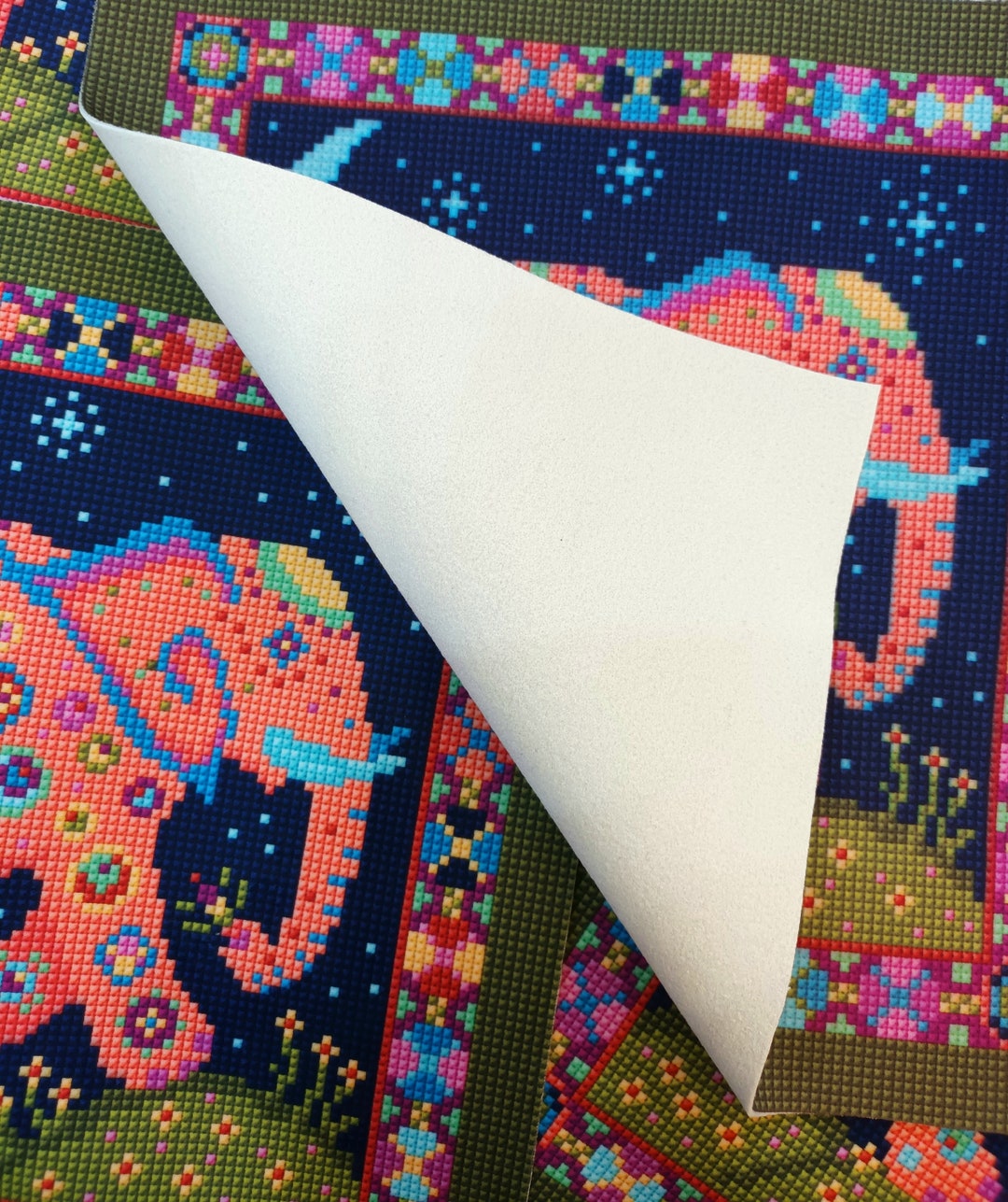 Elephant Moon Fabric Panel, Soft Touch Velvet, Sewing Panel, Cushion ...