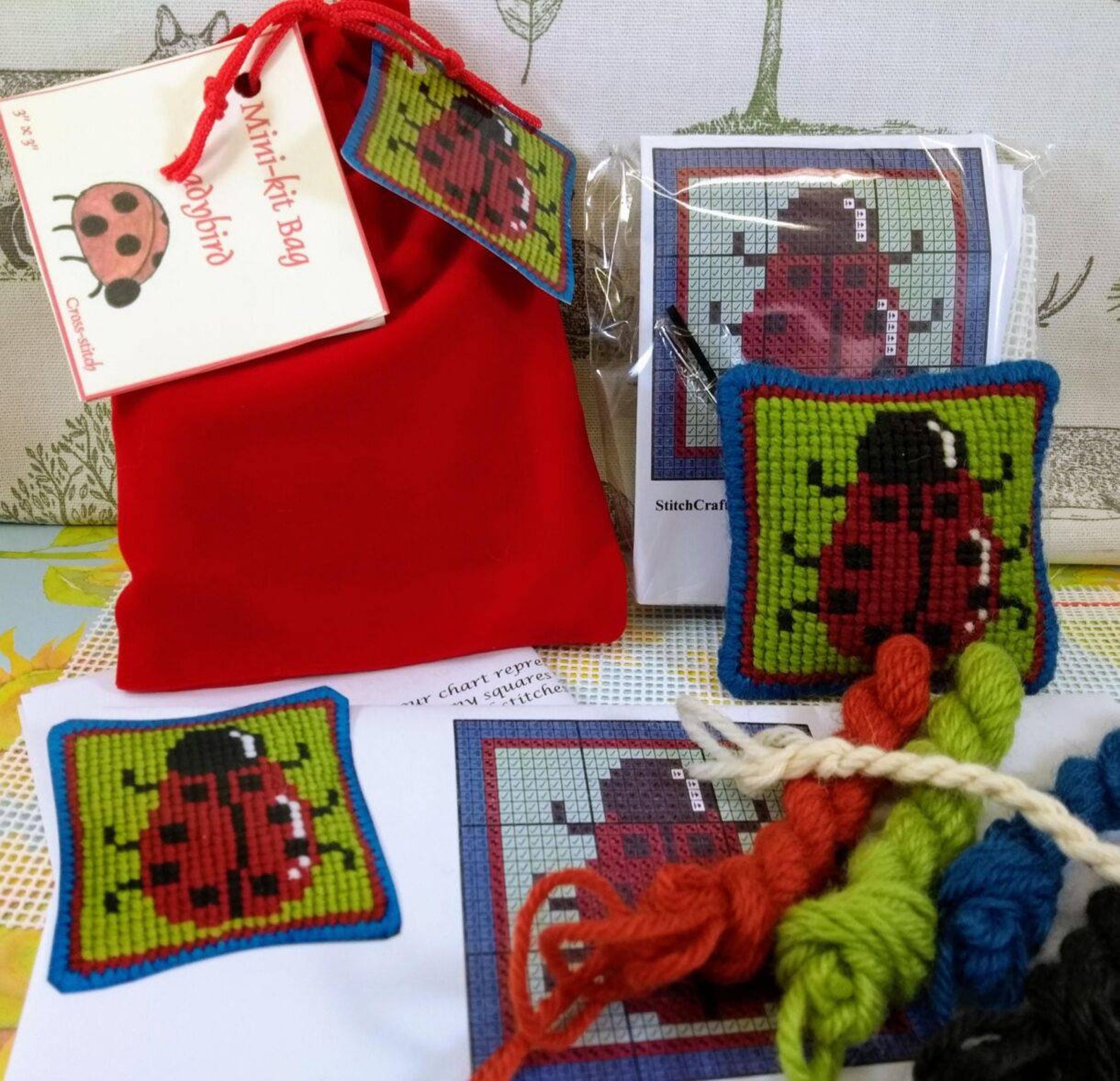 Tapestry Mini-kit - Ladybird, Pincushion Kit, Charted Cross Stitch Kit ...