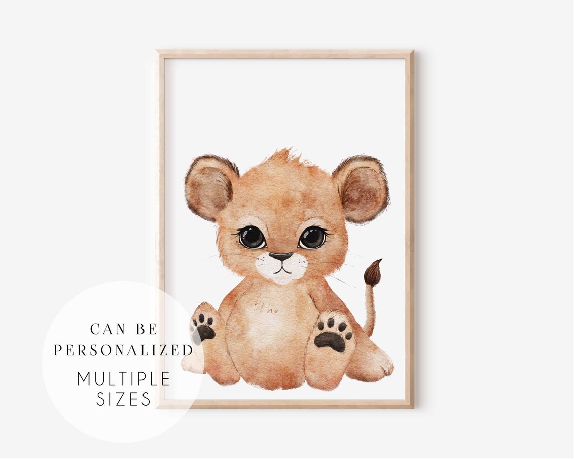 Nursery Lion Print Personalized Nursery Print Baby Lion | Etsy
