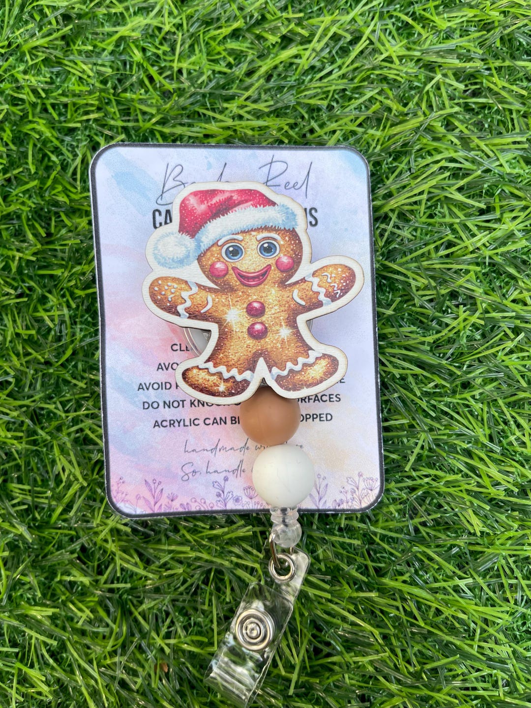 Gingerbread Man Reel, Christmas Badge Reels, Stocking Stuffers, Holiday ...