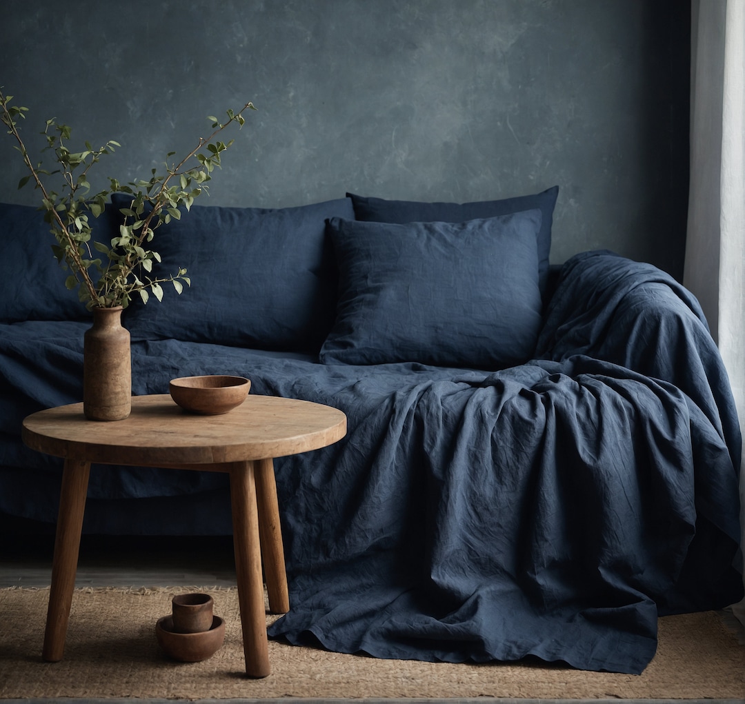 Linen Couch Cover Extra Large, Linen Couch Throw in Custom Size ...