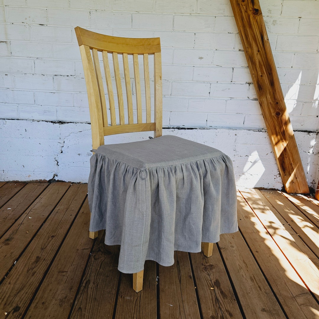 Dining Chair Cover in Linen , French Large Linen Chair Seat Covers With ...