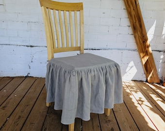 Dining Chair Cover French Large Linen Chair Seat Covers With 4 Sided ...