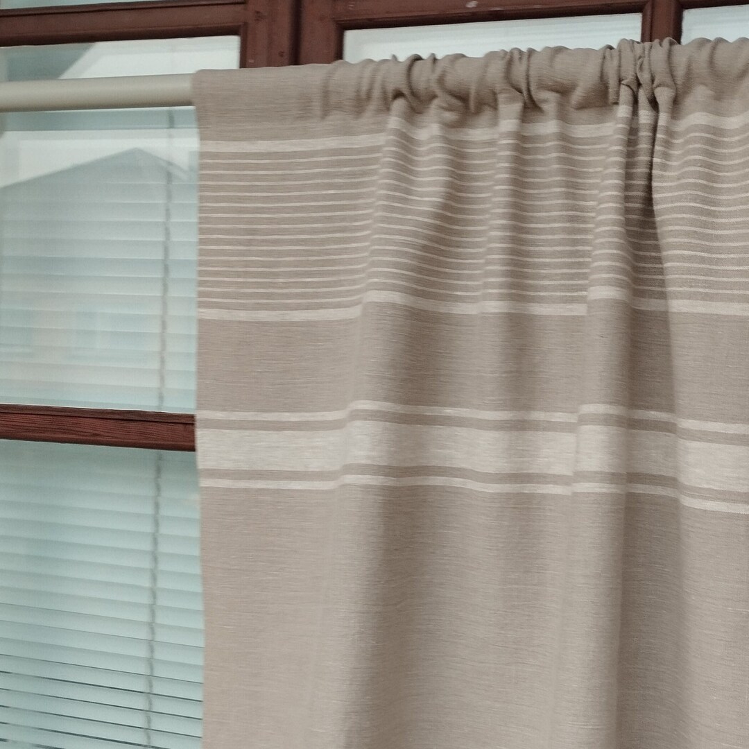 Ticking Valance - Natur Beige - Farmhouse Pure Linen Window Treatment ...