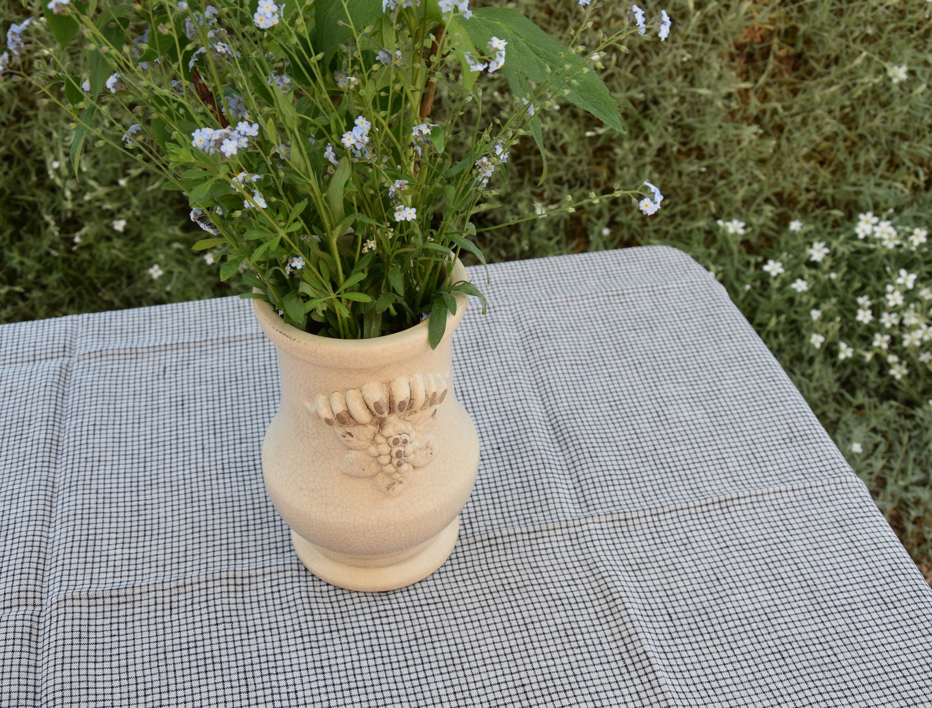 100% Linen Tablecloth Small Squares PREWASHED Table Cloth - Etsy