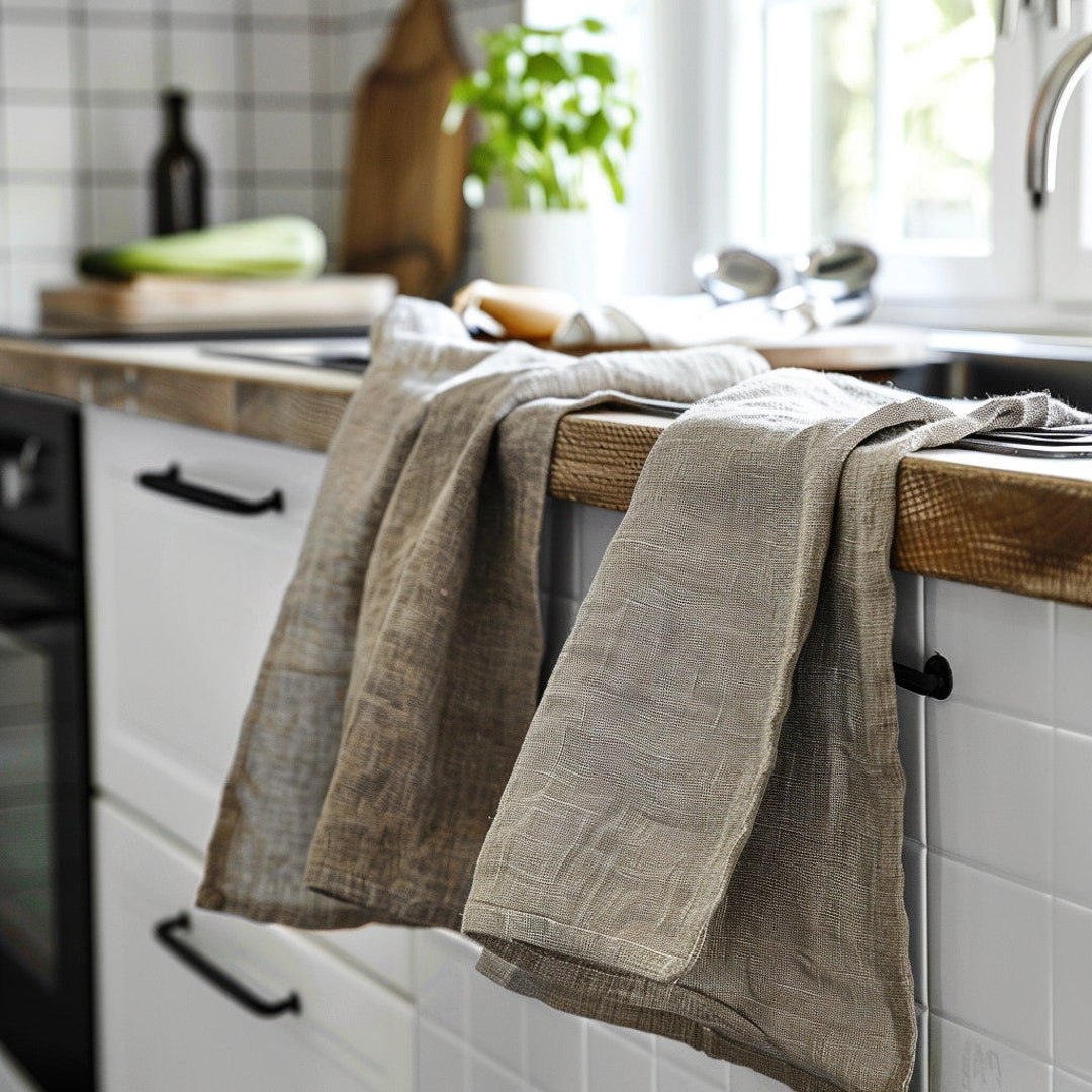 Linen Kitchen Towel in Natural Linen, Guest Linen Towel, Tea Linen ...