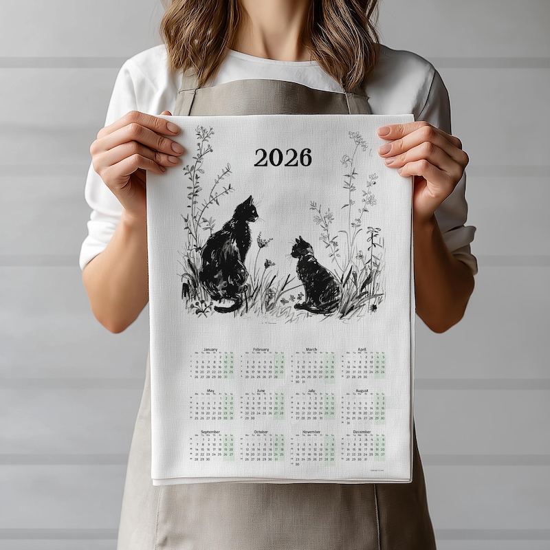 2026 Linen Calendar Towel - Etsy