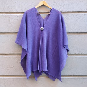 Linen Poncho Knitted Linen Shoulder Cover up Shawl Ruana Pure Natural ...