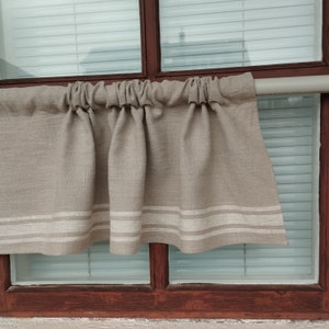 Ticking Valance - Natur Beige - Farmhouse Pure Linen Window Treatment ...