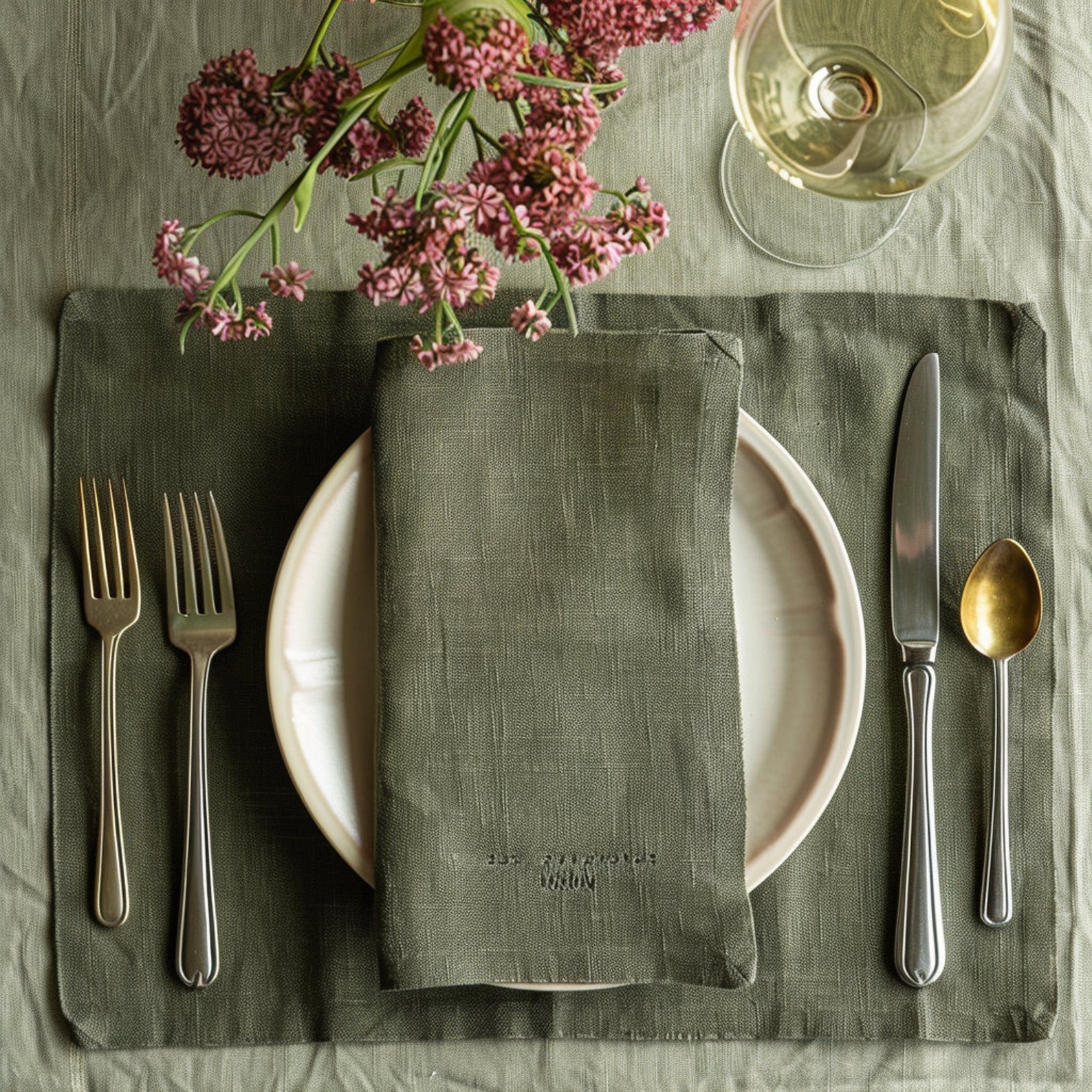 Linen Placemats in Beige, Washable Linen Placemats, Natural Linen ...