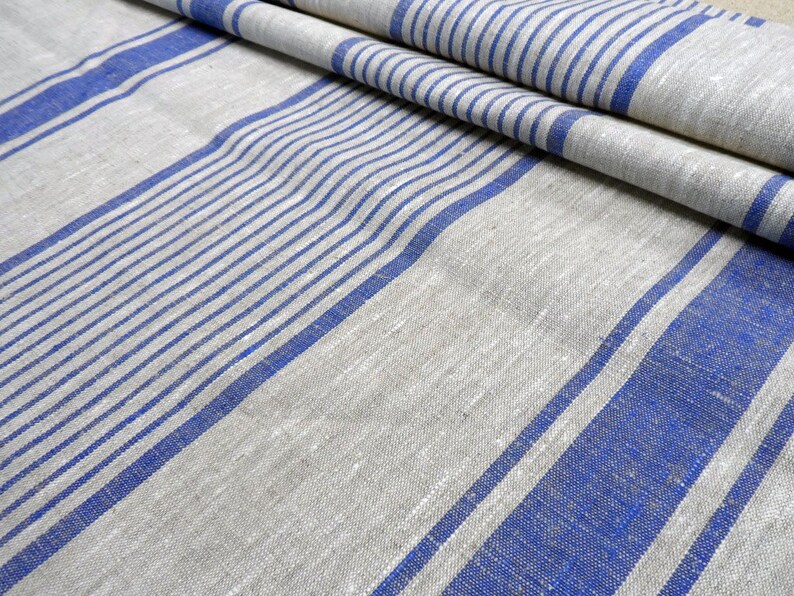 100% Linen Fabric 280gsm. Striped . Heavy Thick Dense. - Etsy