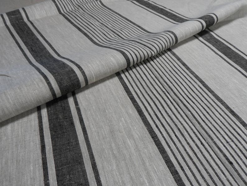 100% Linen Fabric 280gsm. Striped . Heavy Thick Dense. - Etsy