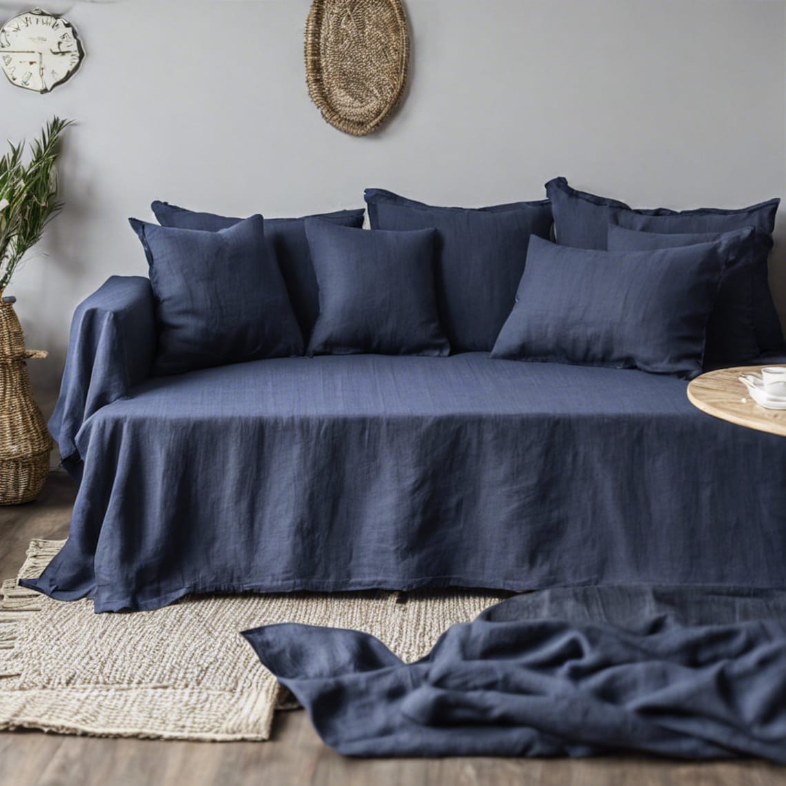 Linen Couch Cover Extra Large, Linen Couch Throw in Custom Size ...