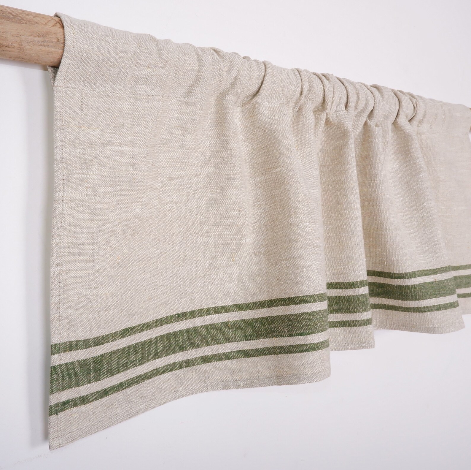 Ticking Valance - Farmhouse Curtain - Pure Linen Window Treatment ...