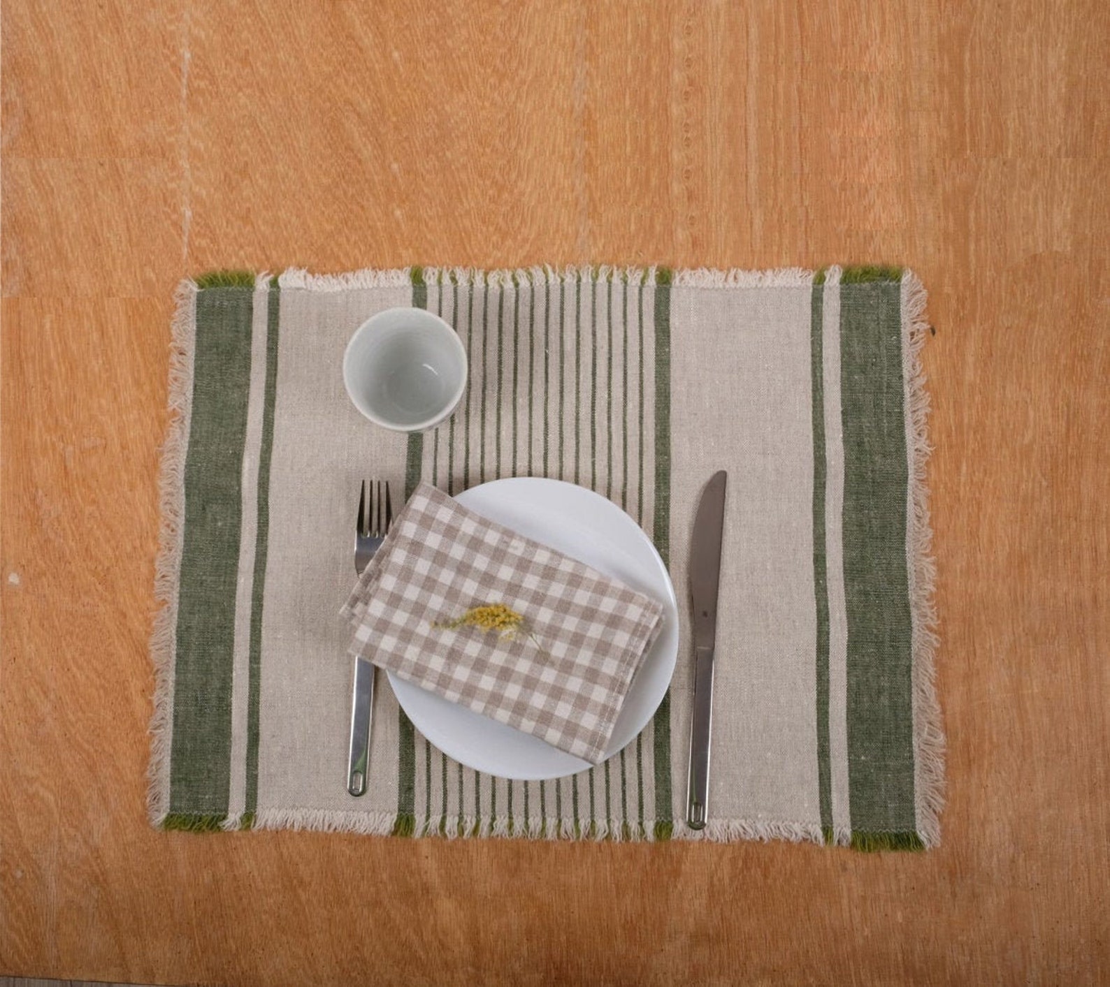Rustic Linen Napkins - French Grain Sack Linen Stripes Cottage ...