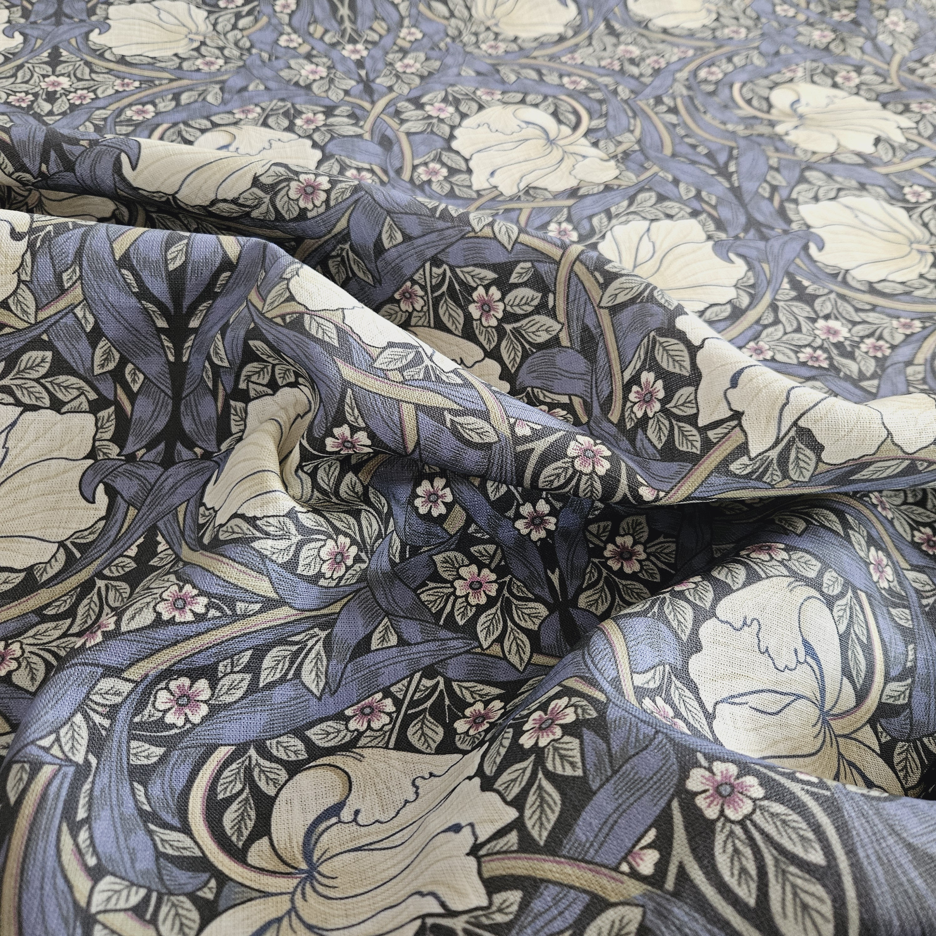 Linen Foral Tablecloth With Birds, William Morris Pimpernel Tablecloth ...