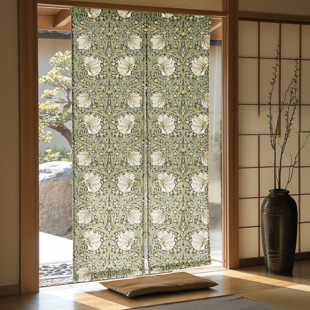 William Morris Pimpernel Linen Noren Curtain, Japanese Linen Noren ...