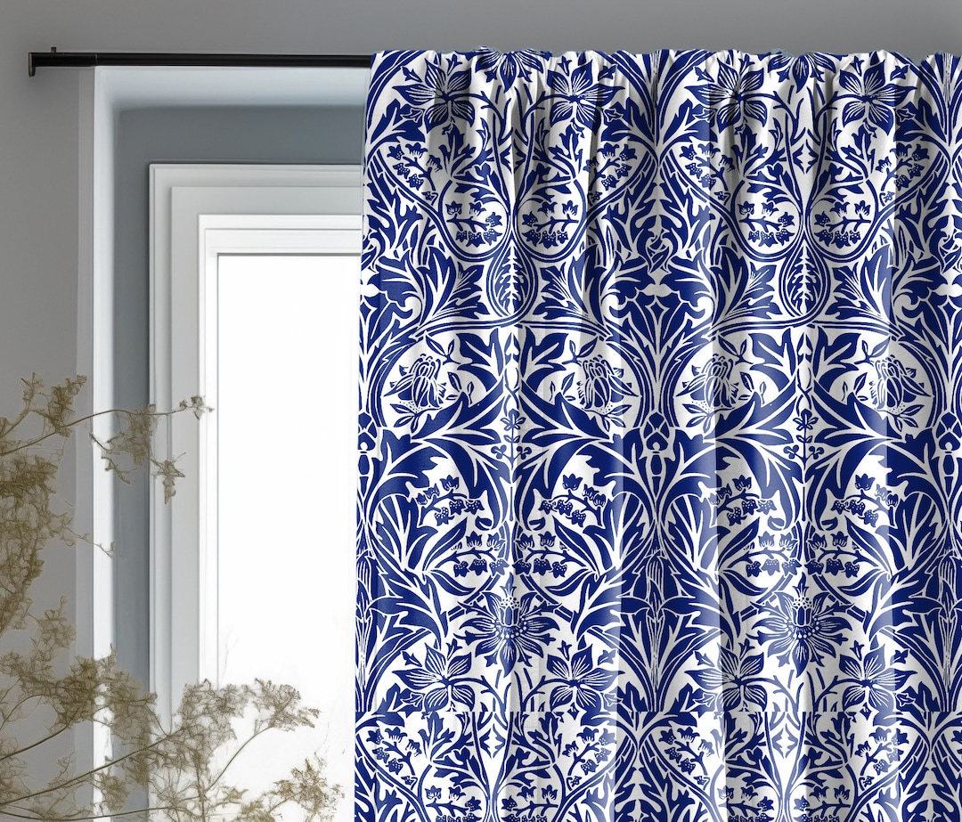 William Morris Curtain Panel Bluebell, Floral Botanical Blue Print ...