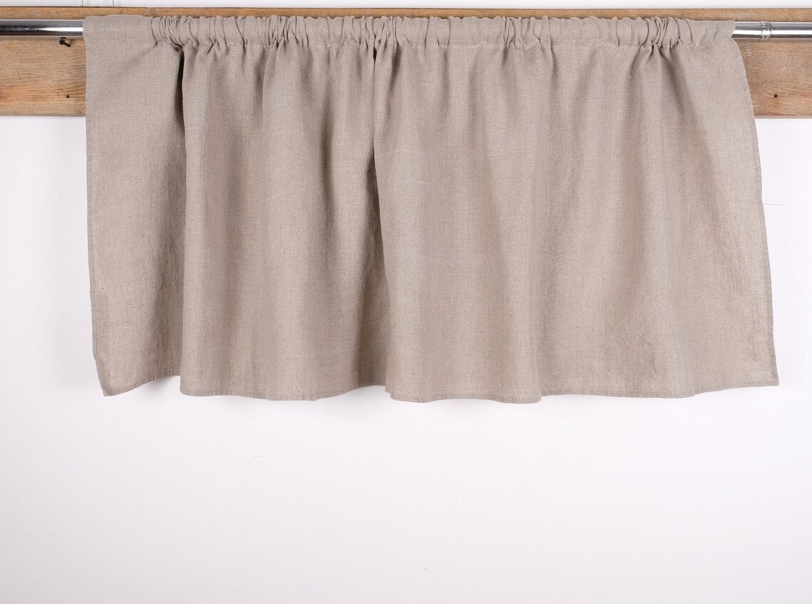 Linen Valance Natural Farmhouse Window Treatment, Living Room Cafe ...