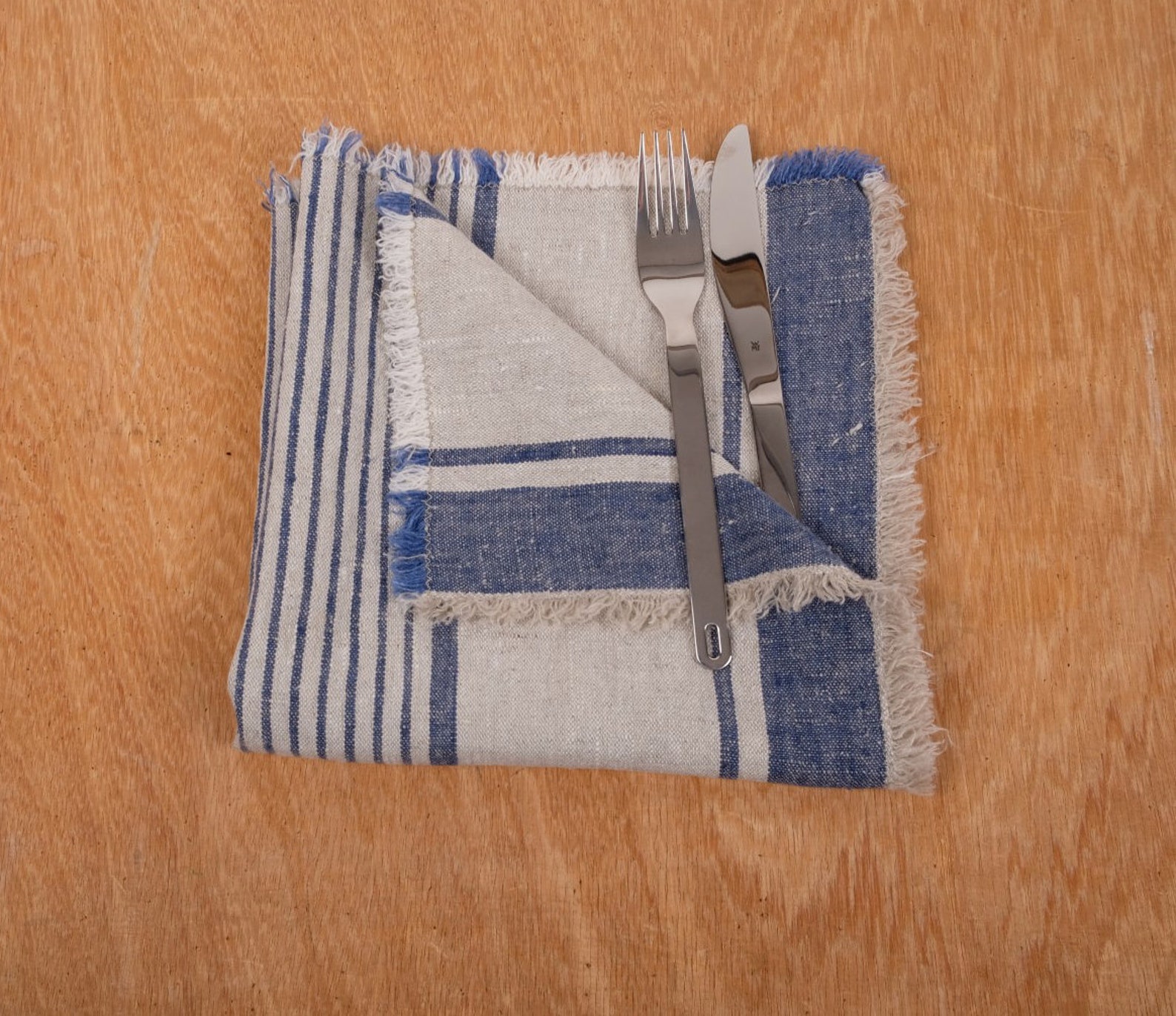 Rustic Linen Napkins - French Grain Sack Linen Stripes Cottage ...