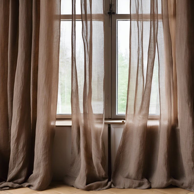 Sheer Linen Curtains, 100% Linen Extra Long Curtains, Linen Curtains ...
