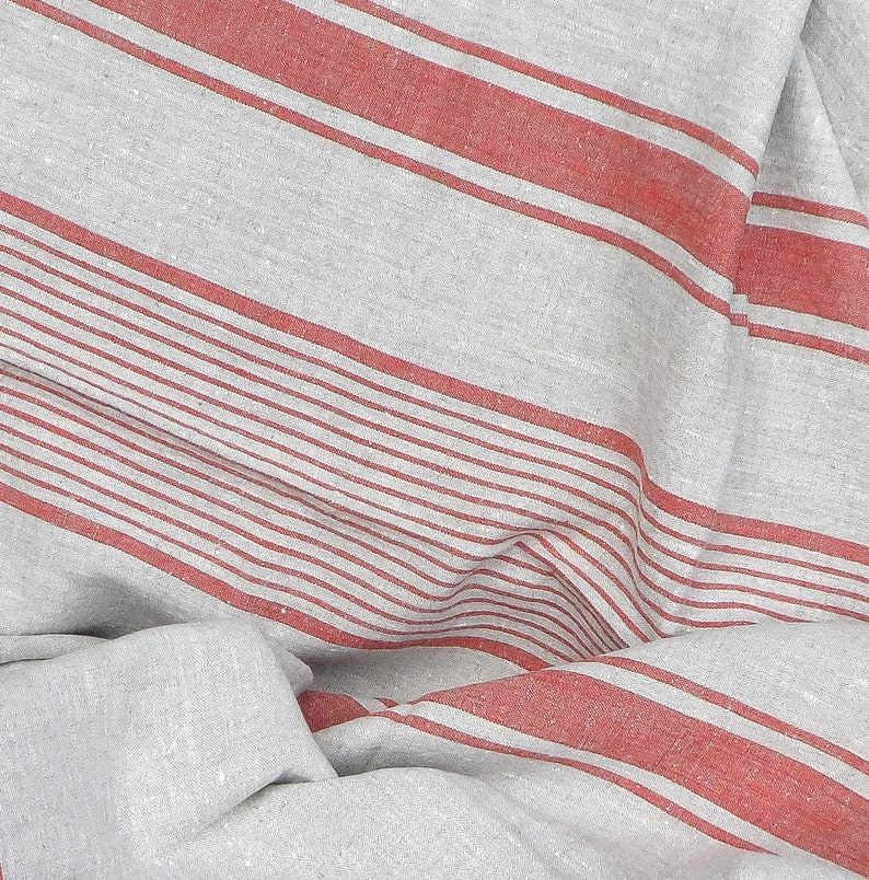 100% Linen Fabric 280gsm. Striped . Heavy Thick Dense. - Etsy