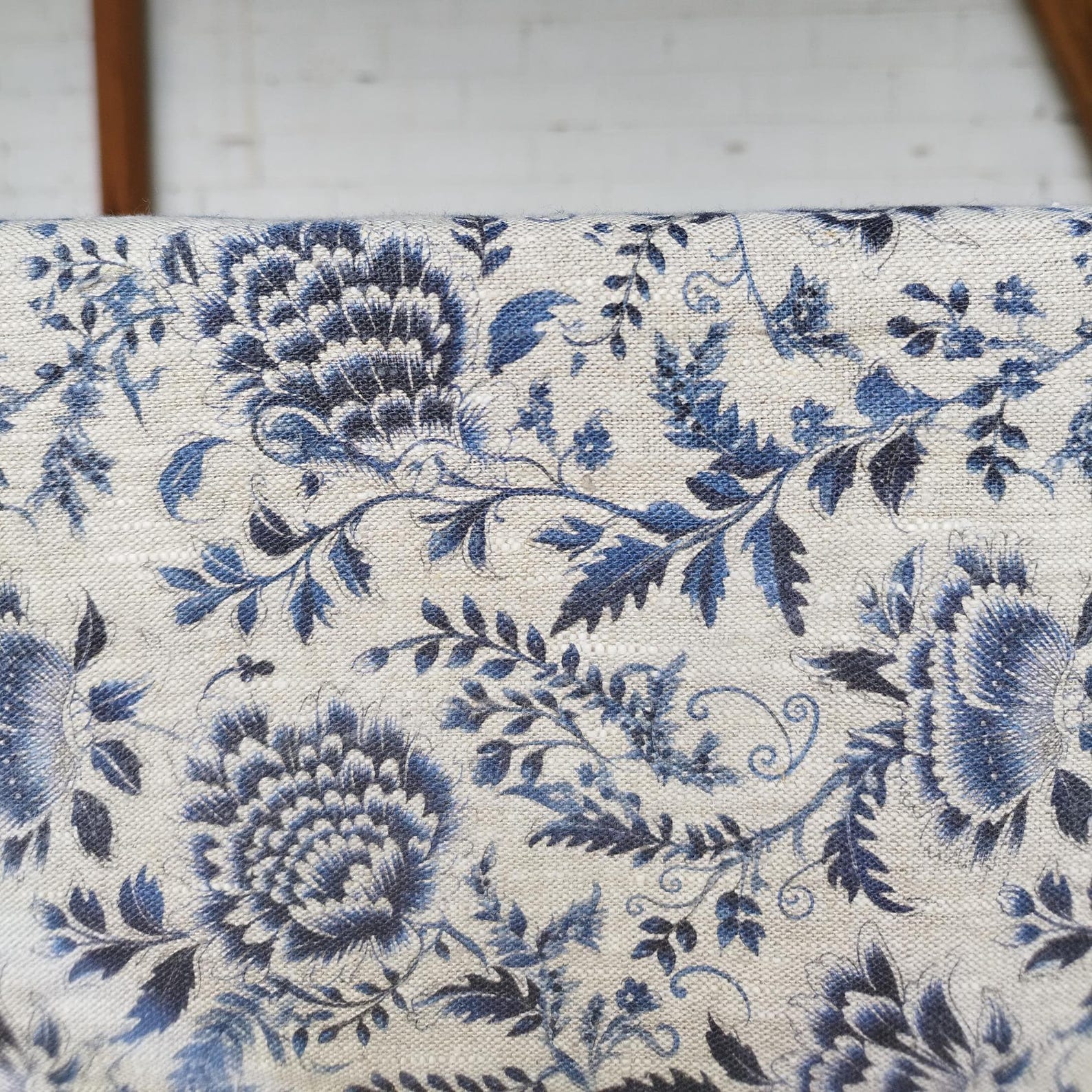 Linen Foral Tablecloth With Blue Flowers, French Retro Vintage Vibe ...