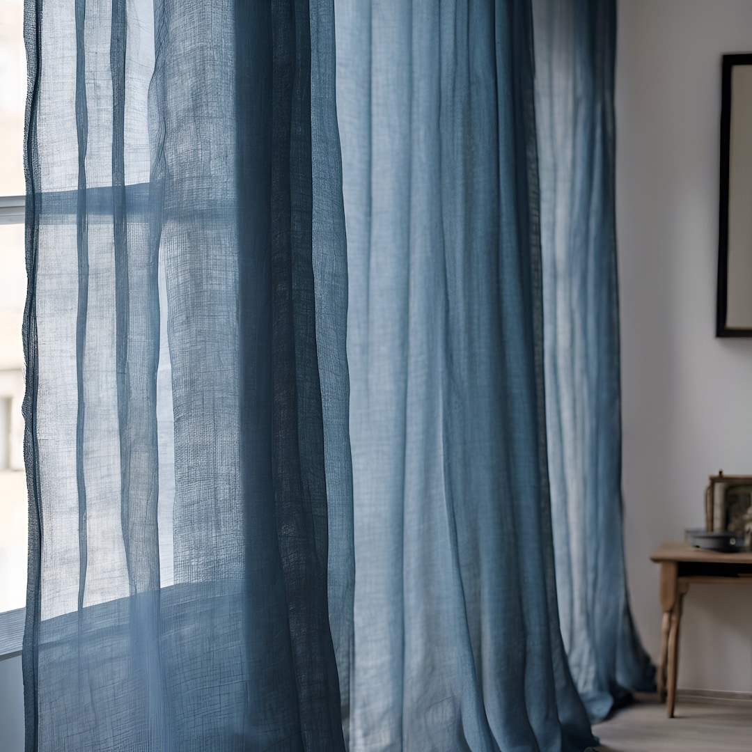 Rideaux en lin transparent, rideaux extra longs 100 % lin, rideaux en ...