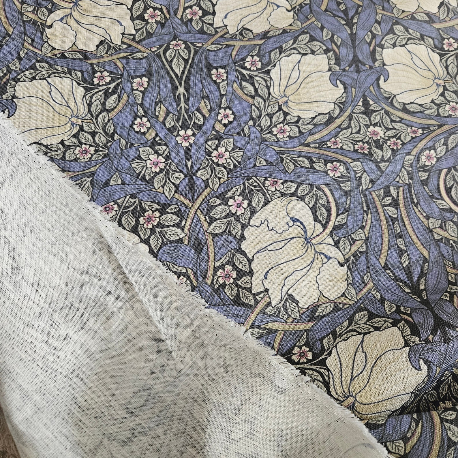 Linen Foral Tablecloth With Birds, William Morris Pimpernel Tablecloth ...