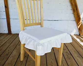 Dining Chair Cover French Large Linen Chair Seat Covers With 4 Sided ...