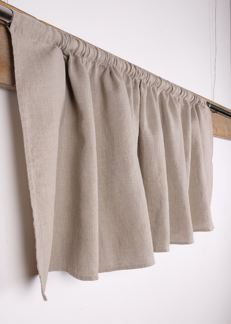 Linen Valance Natural Farmhouse Window Treatment, Living Room Cafe ...