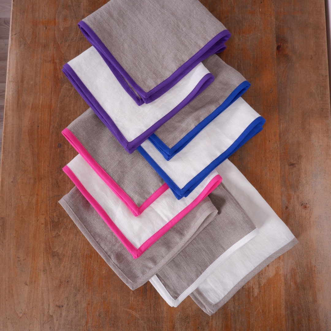 Linen Napkins Contrast Cloth Napkins in Linen for Wedding Dinners - Etsy