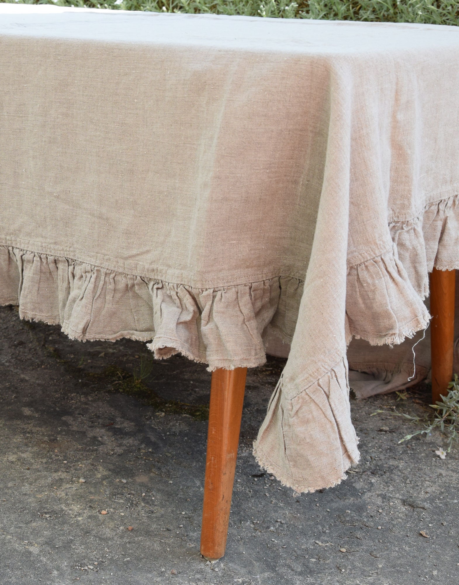 100% Linen Tablecloth With RUFFLES PREWASHED French Table - Etsy