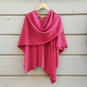 Linen Poncho Knitted Linen Shoulder Cover up Shawl Ruana Pure Natural ...