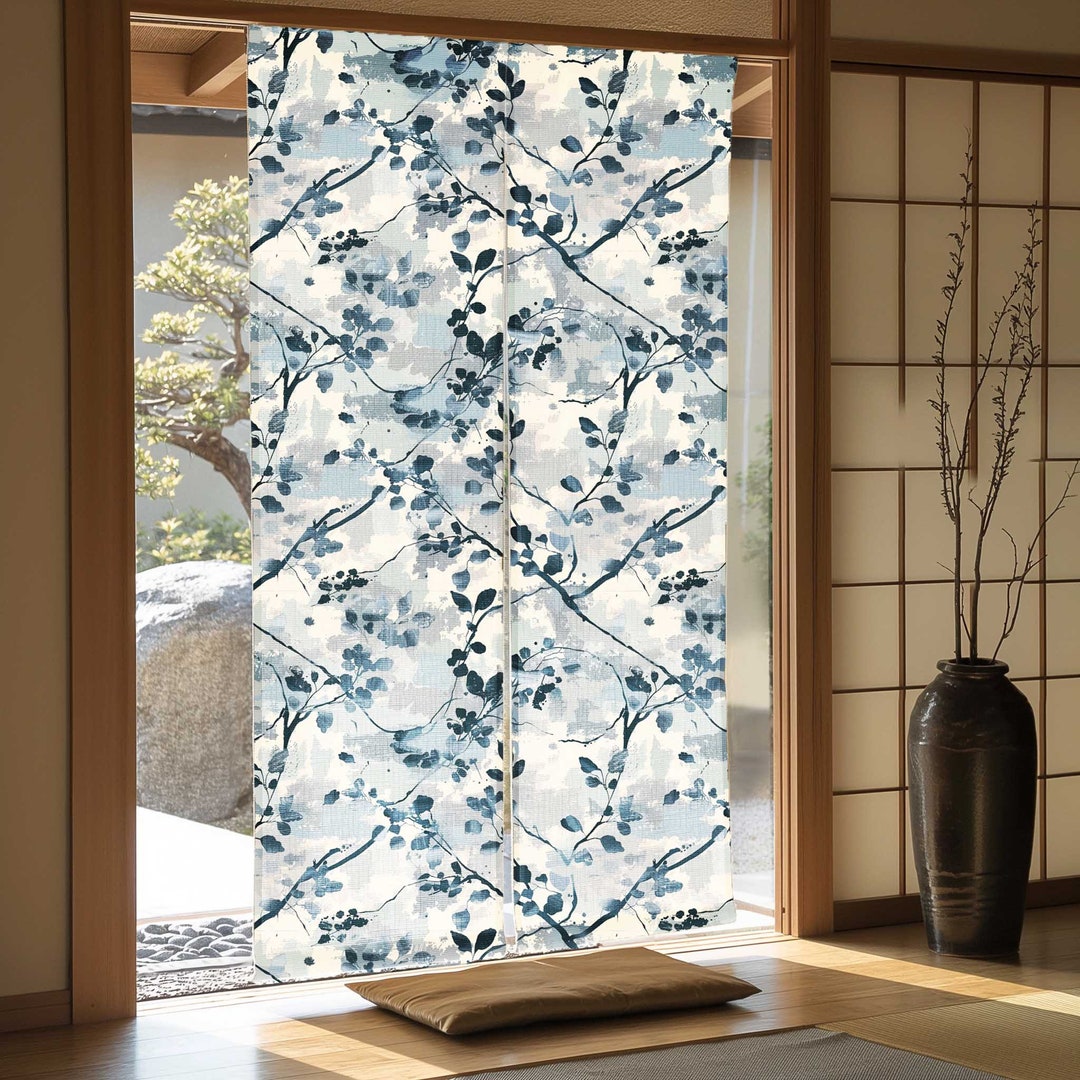 Linen Noren Curtain Wabi Sabi Grey , Japanese Linen Noren Panel ...