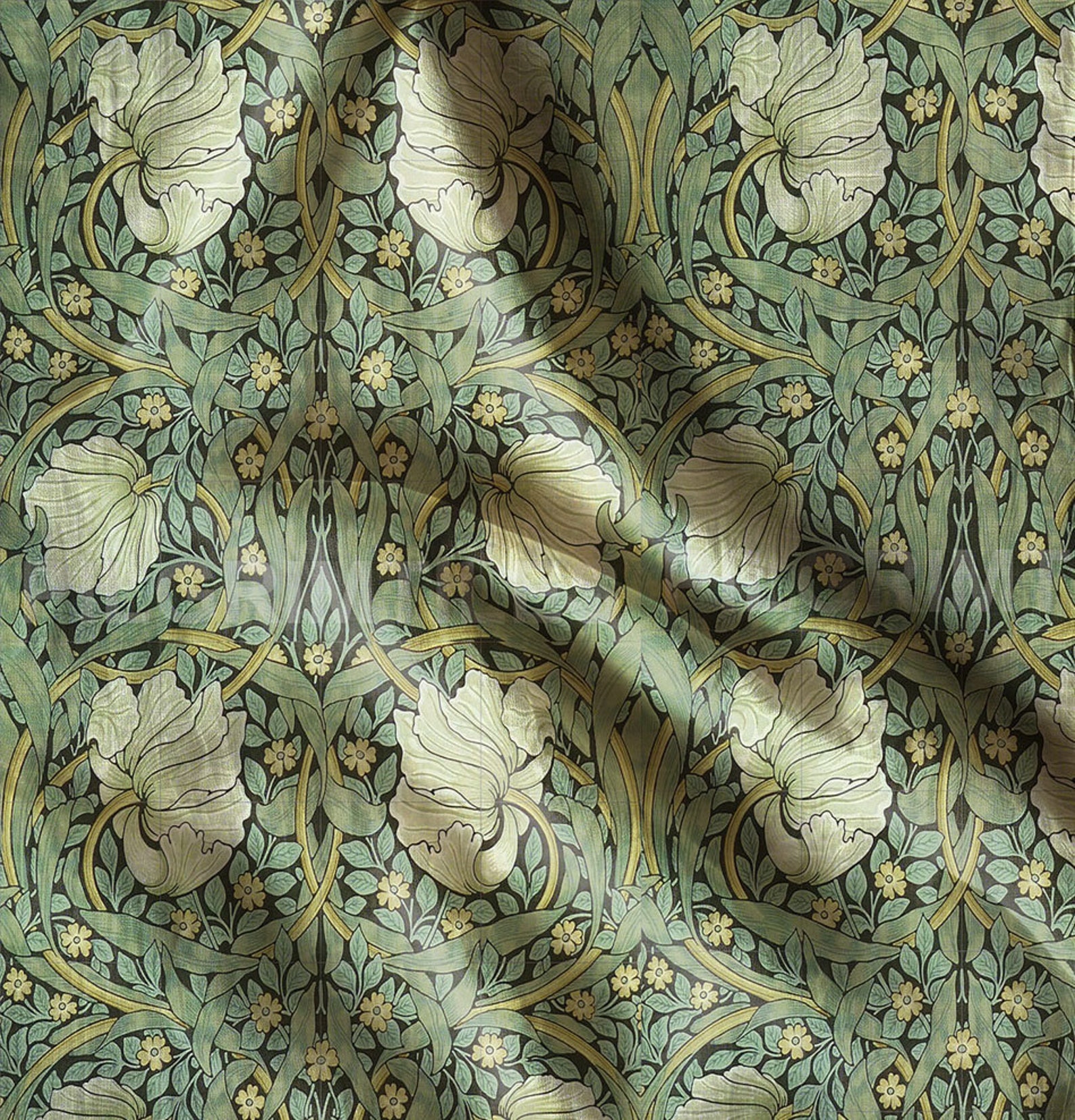 Linen Foral Tablecloth With Birds, William Morris Pimpernel Tablecloth ...